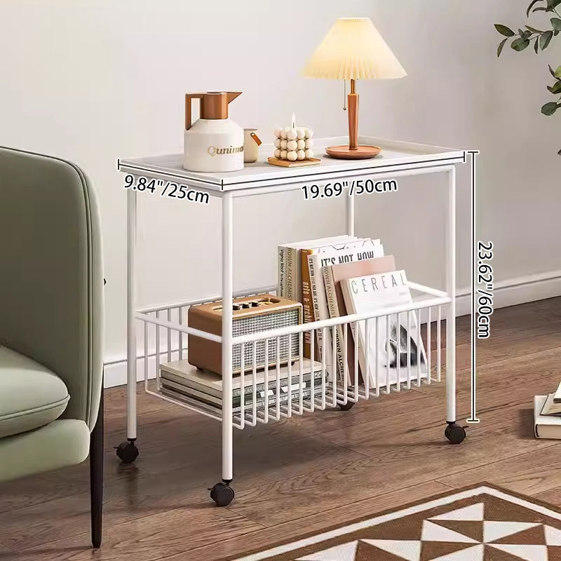 Modern Minimalist Rectangular Iron Coffee Table 2-Tier For Living Room ...