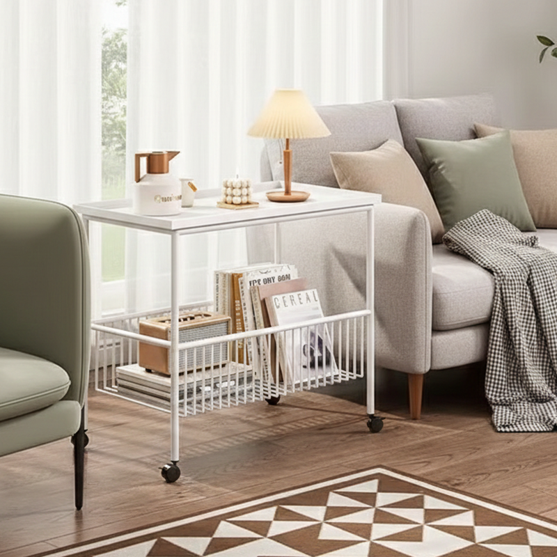 Modern Minimalist Rectangular Iron Coffee Table 2-Tier For Living Room ...