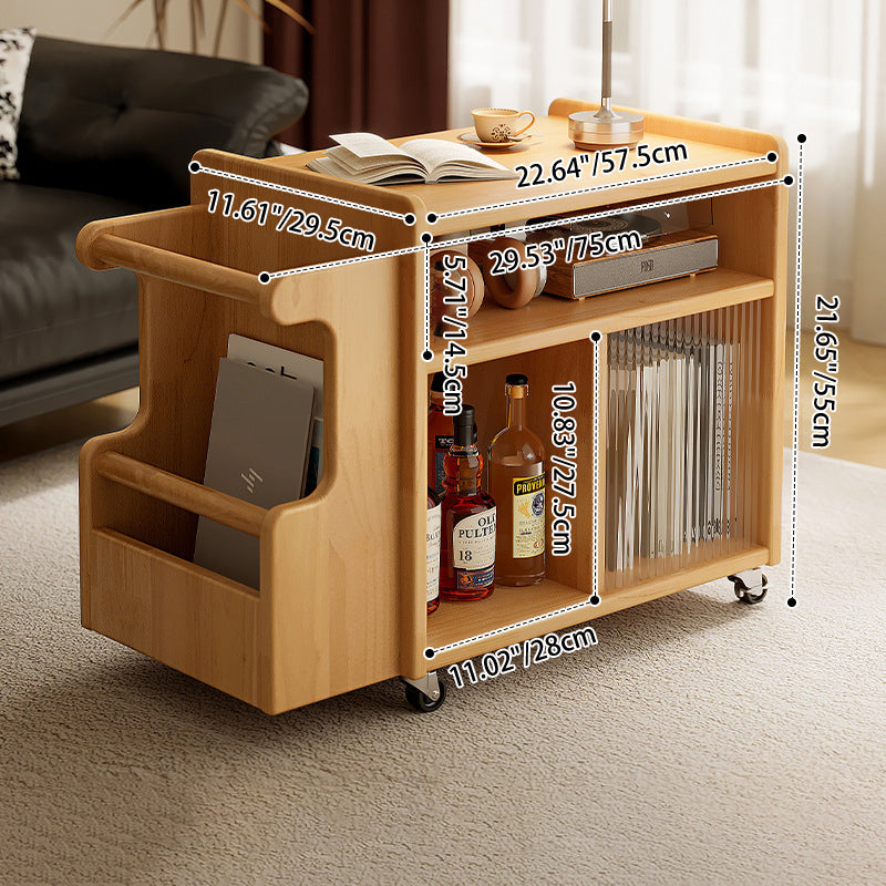 Contemporary Creative Rectangular Handcart-Shaped Glass Solid Wood Sid ...