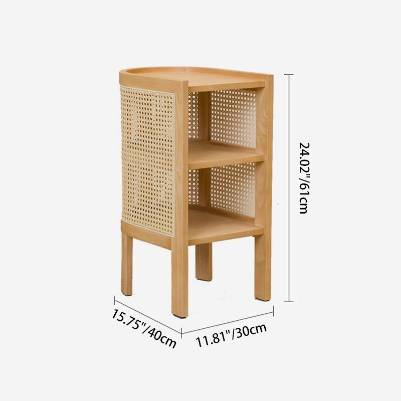 Contemporary Boho Half-Circle Shape Rattan Solid Wood Side Table 3-Tie ...