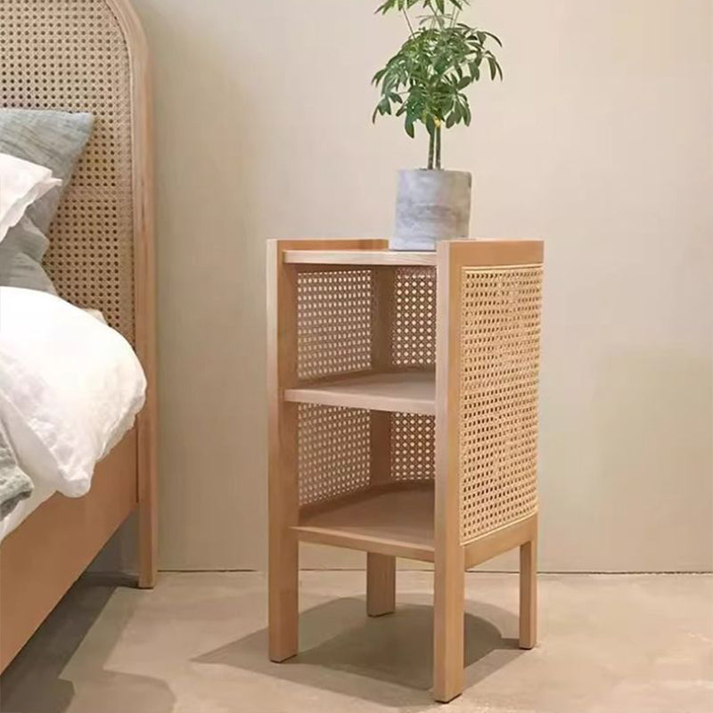 Contemporary Boho Half-Circle Shape Rattan Solid Wood Side Table 3-Tie ...