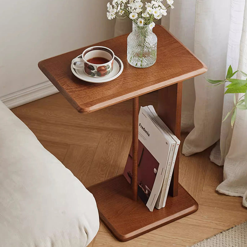 Modern Minimalist Rectangular Solid Wood Side Table 1-Tier For Living ...
