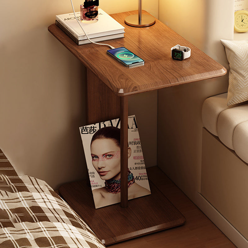 Modern Minimalist Rectangular Solid Wood Side Table 1-Tier For Living ...