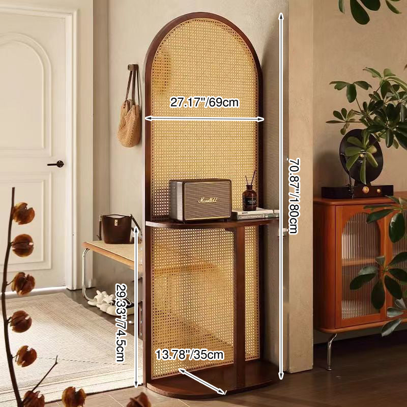 Traditional Vintage Arched Larch Wood Plastic Rattan Room Divider 2/4 ...