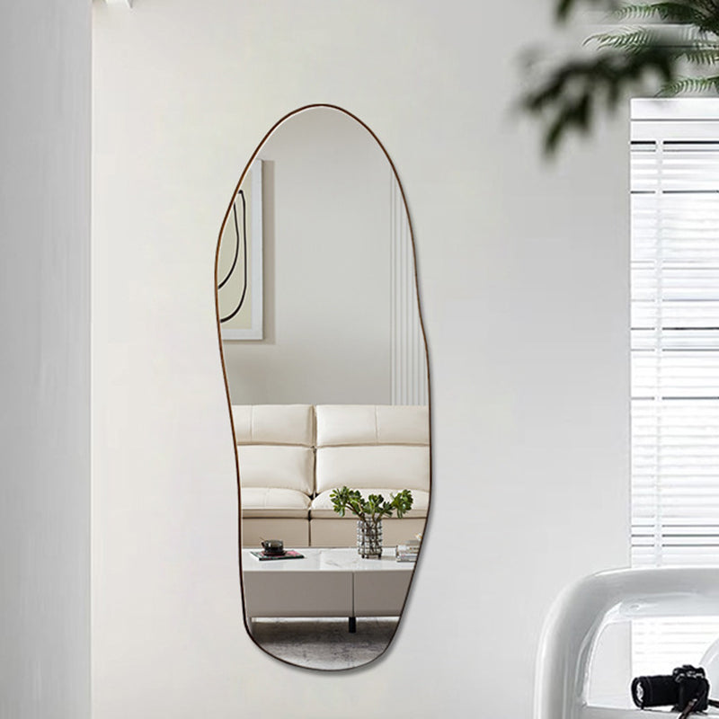 Modern Minimalist Irregular Teardrop-Shaped Solid Wood Glass Full-Leng ...