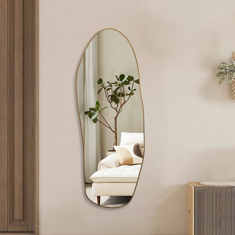 Modern Minimalist Irregular Teardrop-Shaped Solid Wood Glass Full-Leng ...