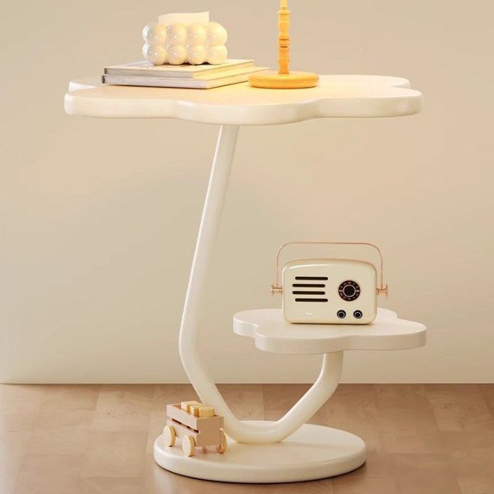 Modern Art Deco Iron & Carbon Steel Engineered Wood Clover End Table W ...