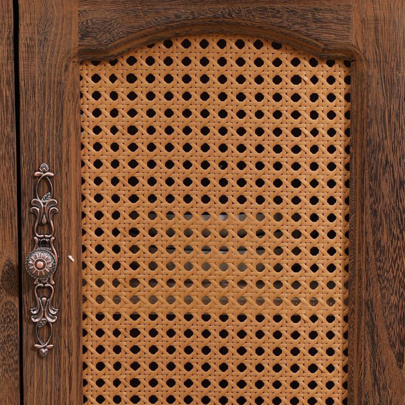 Modern Minimalist Rectangular Solid Wood Rattan Glass Storage Cabinet ...