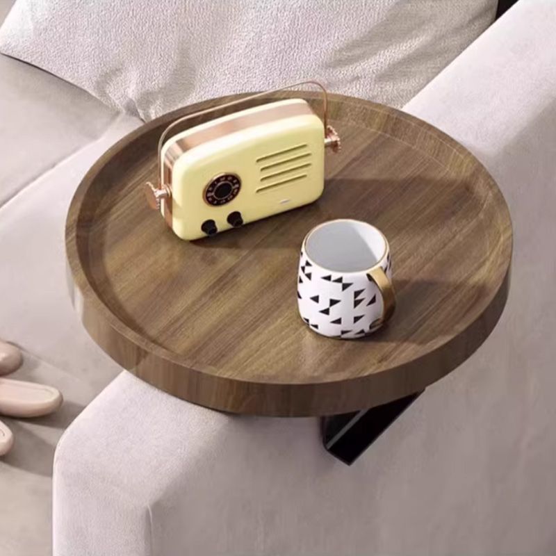 Modern Minimalist Round Solid Wood Iron Side Table 2-Leg For Living Ro ...