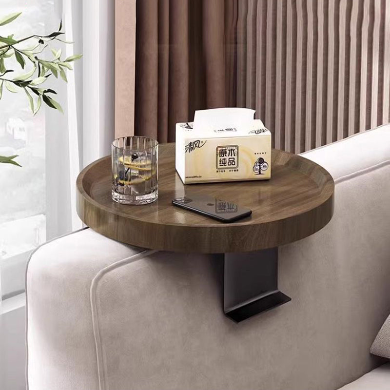 Modern Minimalist Round Solid Wood Iron Side Table 2-Leg For Living Ro ...