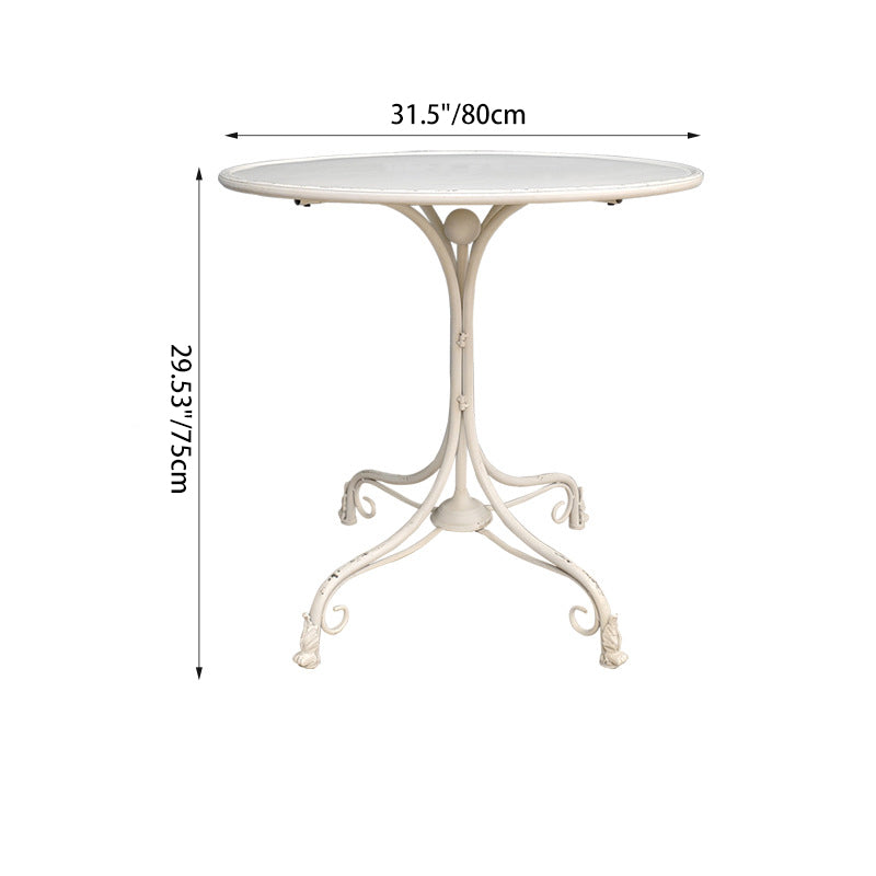 Traditional Vintage Round Iron Dining Table 4-Leg For Dining Room ...