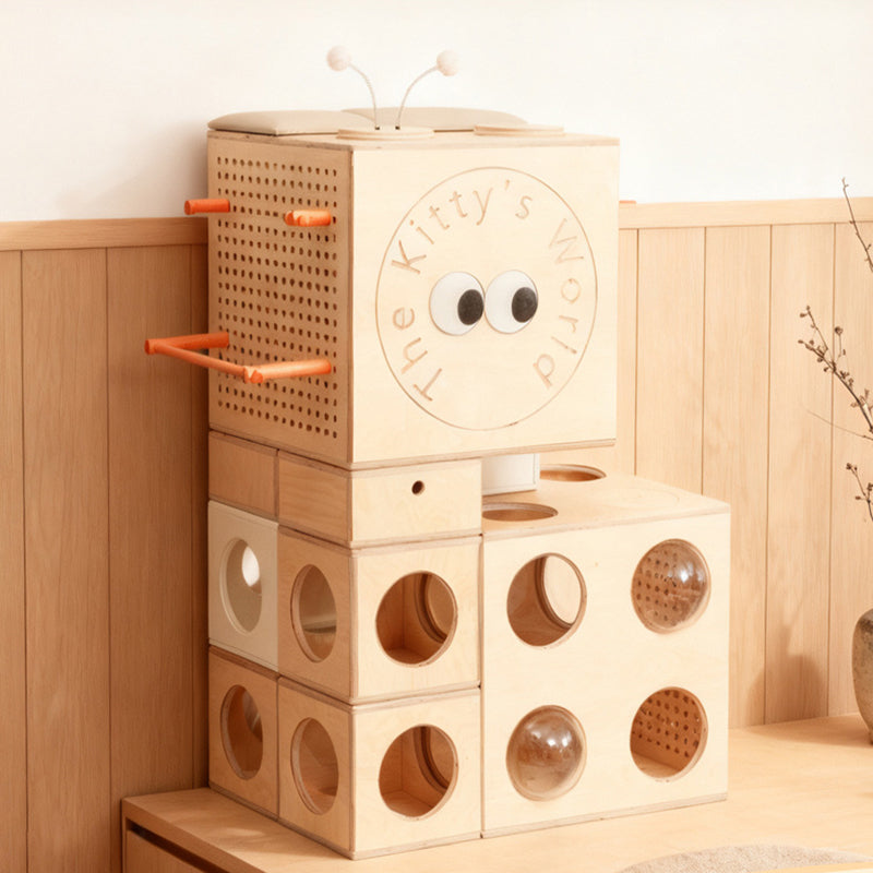 Modern Minimalist Square Solid Wood Multi-Layer Board Acrylic Cat Tree ...