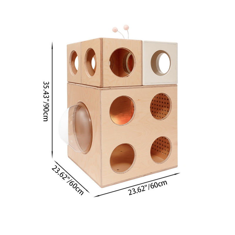 Modern Minimalist Square Solid Wood Multi-Layer Board Acrylic Cat Tree ...