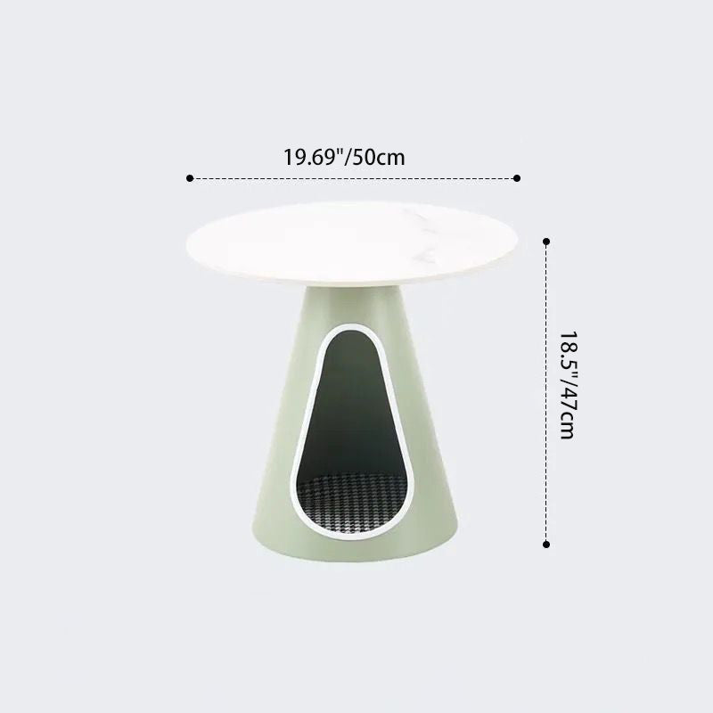 Modern Minimalist Round Stone Slab Iron Coffee Table 2-Tier For Living ...