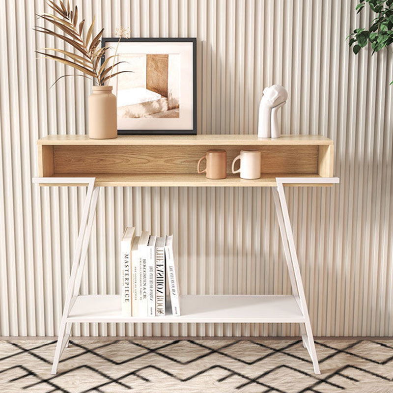 Modern Minimalist Solid Wood Iron Frame Rectangular Storage Console Ta ...