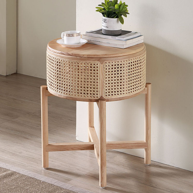 Contemporary Scandinavian Round Solid Wood Multi-layer Board Rattan We ...