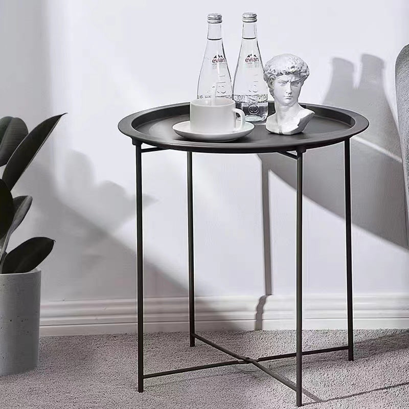 Modern Minimalist Carbon Steel Round Side Table 1 Tier For Living Room ...