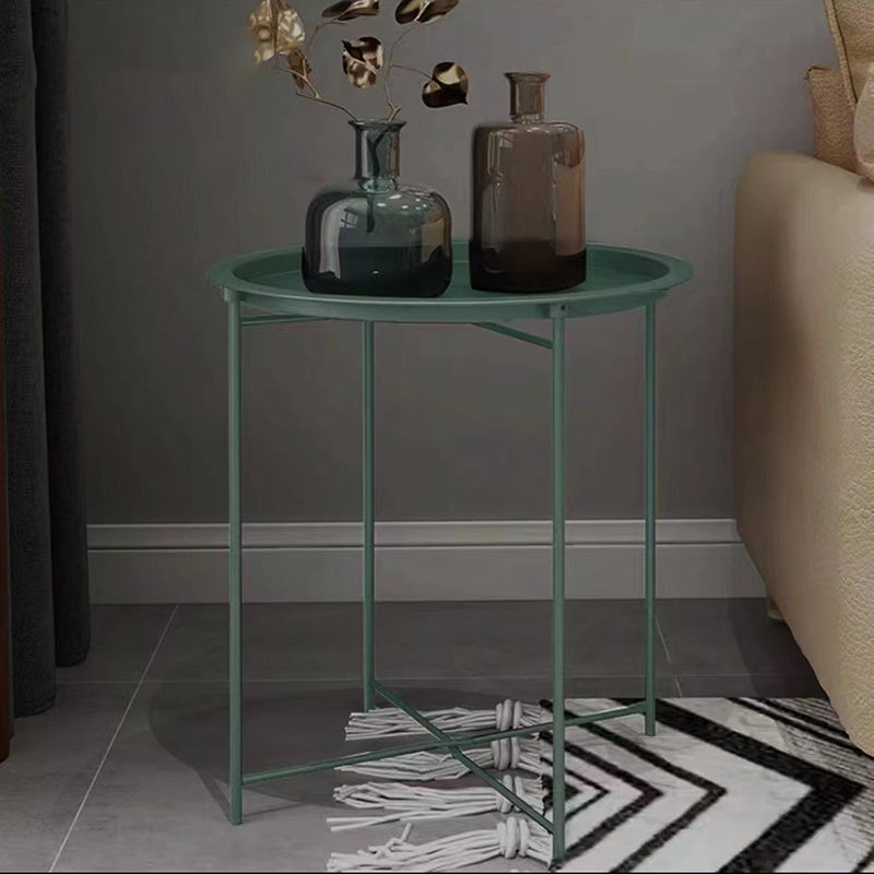 Modern Minimalist Carbon Steel Round Side Table 1 Tier For Living Room ...
