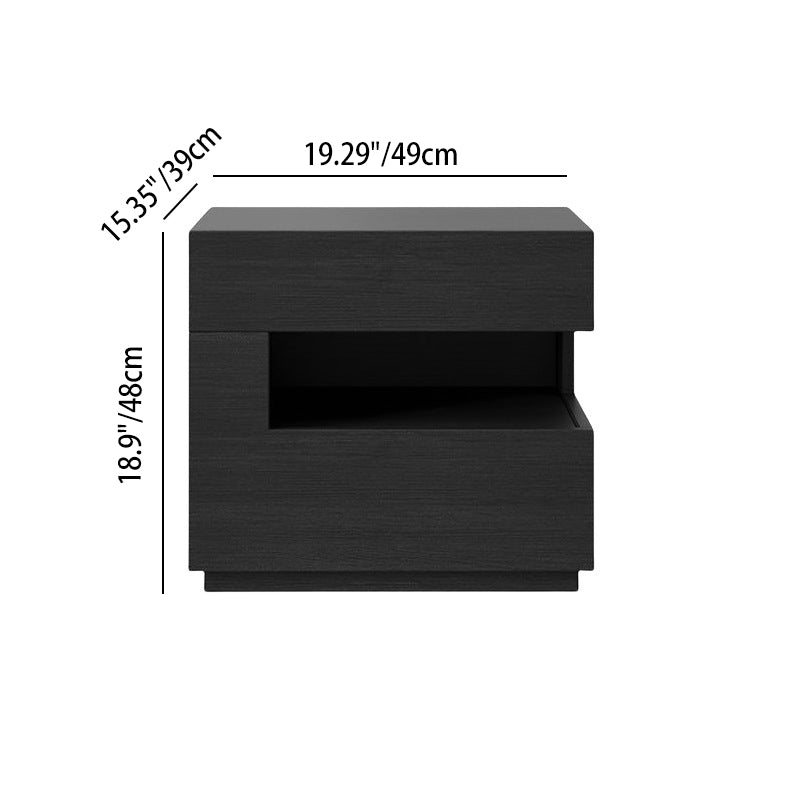 Modern Minimalist Square Rectangular MDF Nightstand 2-Tier For Bedroom ...