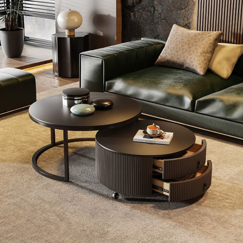 Contemporary Luxury Round Stone Slab Pine Wood PVC Iron MDF Movable Co ...