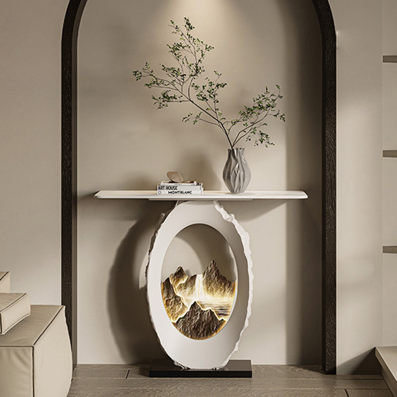 Contemporary Nordic FRP Marble Microcrystalline Stone Rectangular Elli ...