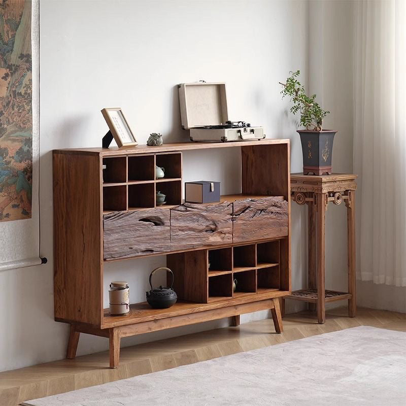 Traditional Vintage Camphor Wood Rectangular Console Table Shelf 2-Tie ...