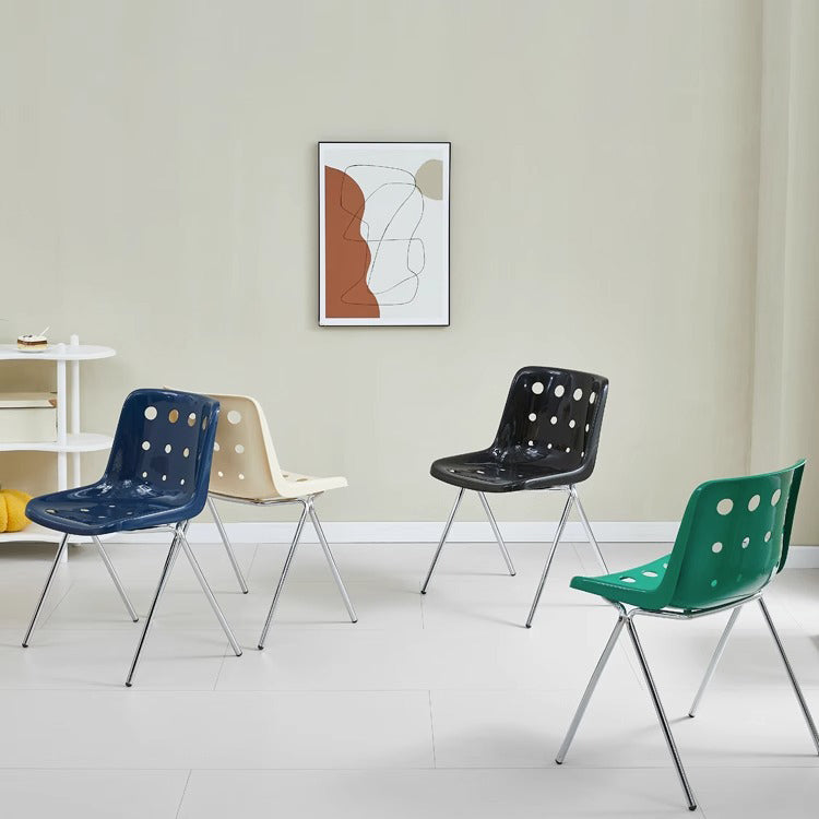 Contemporary Creative Macarons Hole PP Iron Dining Chair Backrest Arml ...