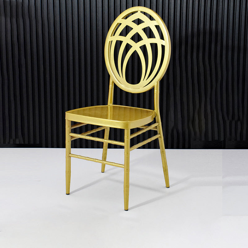 Modern Luxury Full Stainless Steel Dining Chair Backrest Armless For D ...