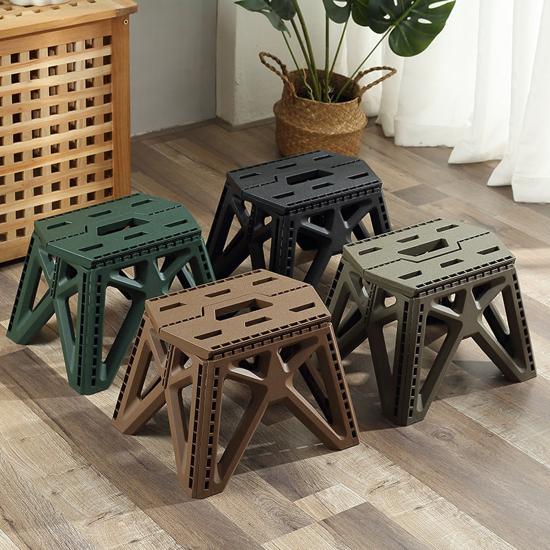 Modern Simplicity Trapezoid Portable Foldable Full PP Low Stool Backle ...