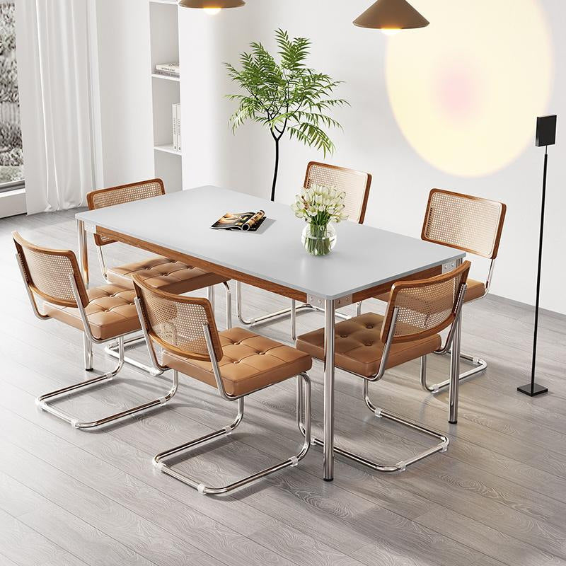Modern Simplicity Rectangle Sintered Stone Stainless Steel Dining Tabl ...