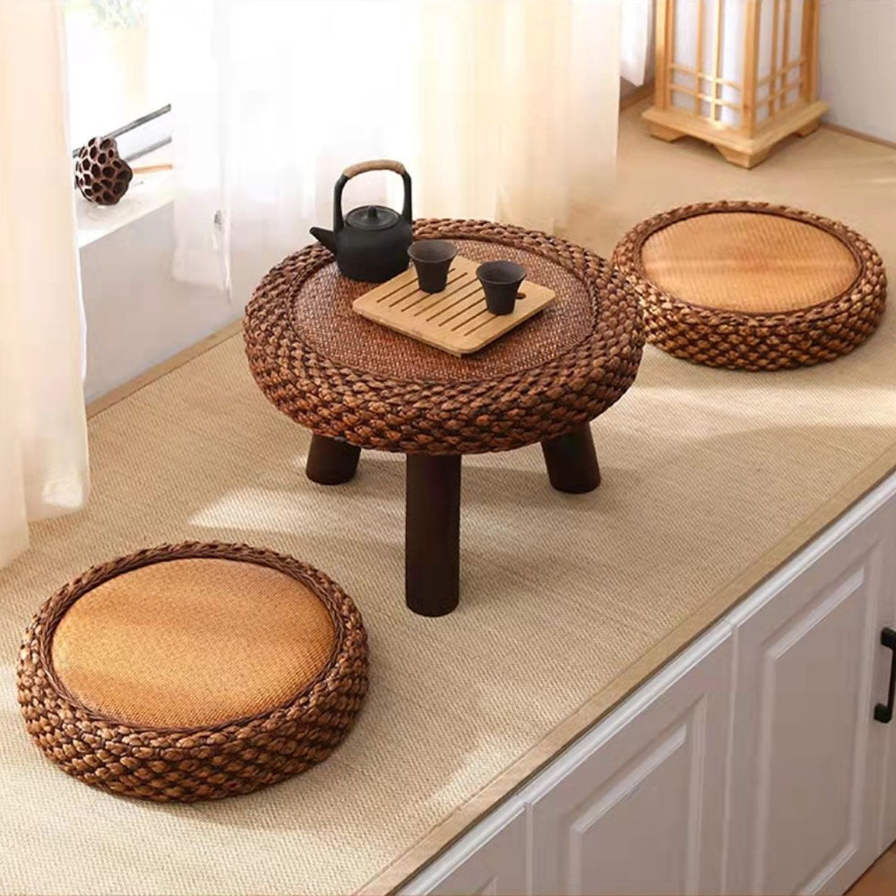 Traditional Japanese Round Rectangle Cottonwood Rattan Coffee Table 1 ...