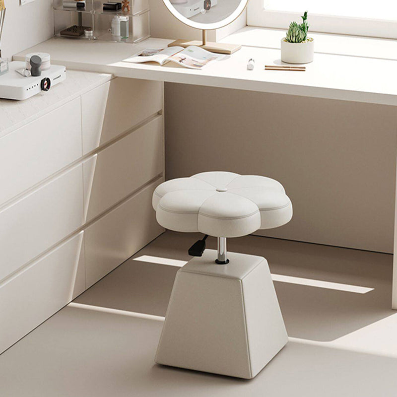 Traditional French Floral PU Leather Wood Sponge Liftable Swivel Vanit ...