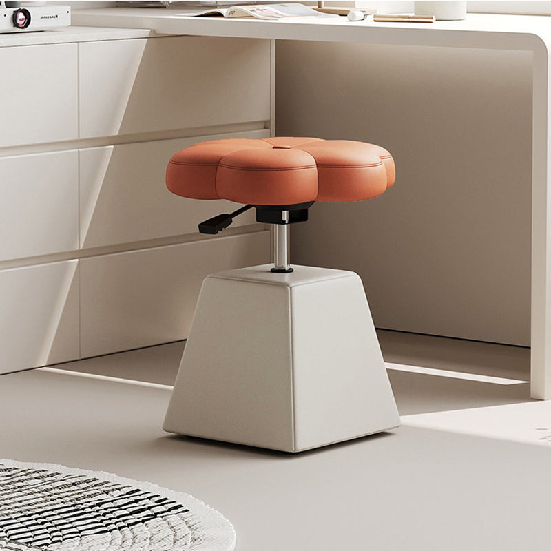 Traditional French Floral PU Leather Wood Sponge Liftable Swivel Vanit ...