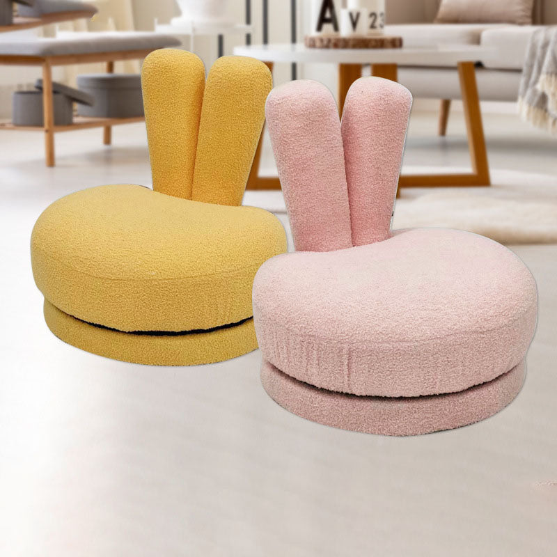 Modern Minimalist Kids Lambswool Solid Wood Round Bunny-Ear Low Stool ...