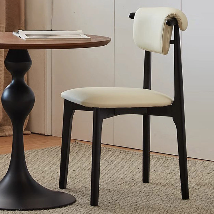 Contemporary Scandinavian Square Wood Leather Upholstered Dining Chair ...