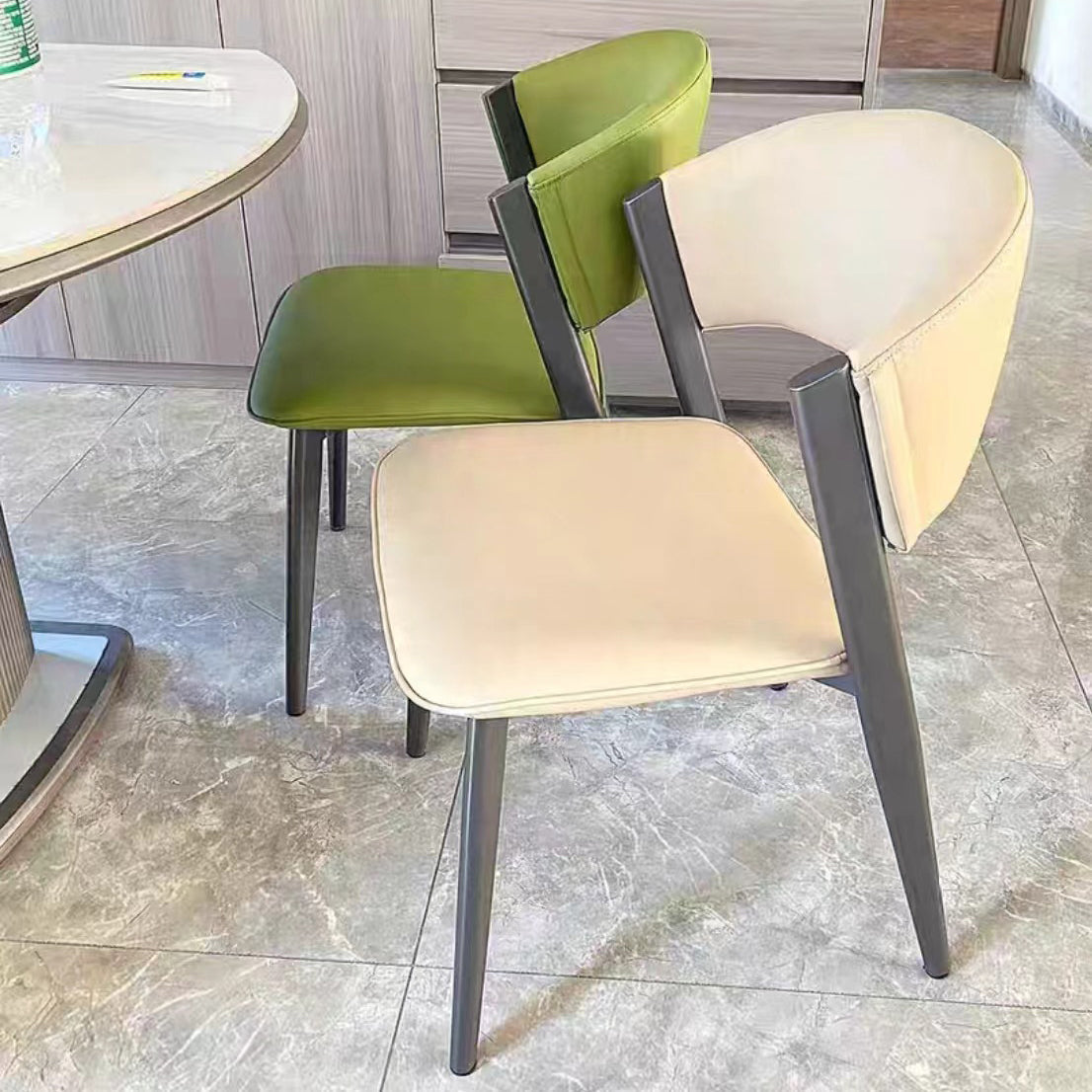 Contemporary Luxury Semi-Arc Nappa Leather Carbon Steel Chair Backrest ...