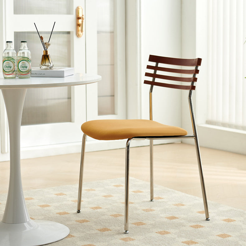 Modern Minimalist Ladderback Cotton Iron Wood Upholstered Dining Chair ...