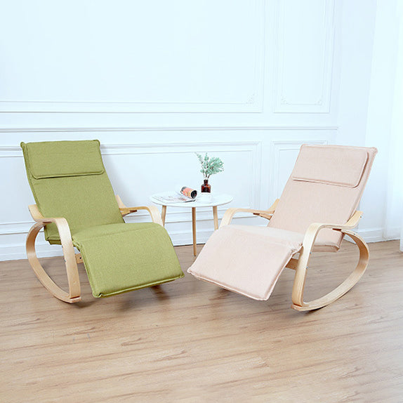 Modern Simplicity Adjustable Linen Wood Square Rocking Recliner Backre ...