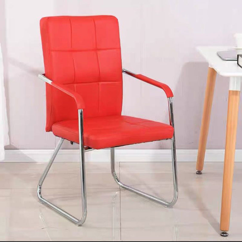 Modern Minimalist PU Leather Steel Rectangular Square Desk Chair Backr ...
