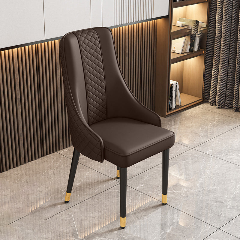 Modern Luxury Curved Leather Carbon Steel Dining Chair Backrest For Di ...