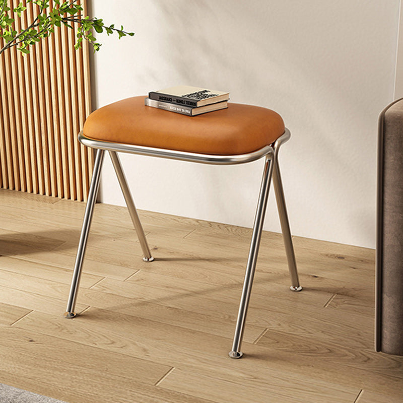 Modern Minimalist Rectangle Stainless Steel PU Leather Chair For Livin ...