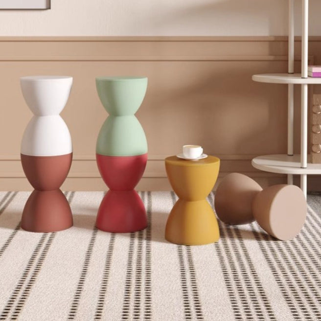 Modern Minimalist Hourglass Shape Round Plastic Chair Backless For Liv ...