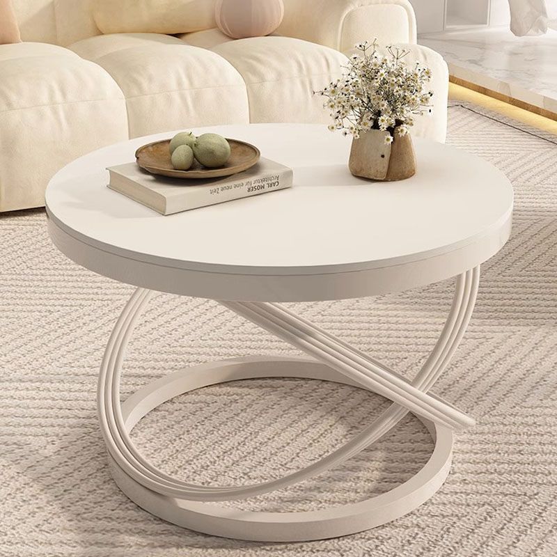 Modern Luxury Round Long Curved Rock Slab Metal Side Table 1-Tier For ...
