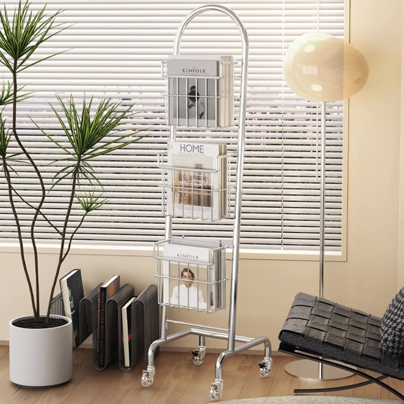Modern Minimalist Stainless Steel Rectangular Bookshelf With 3-Tier St ...