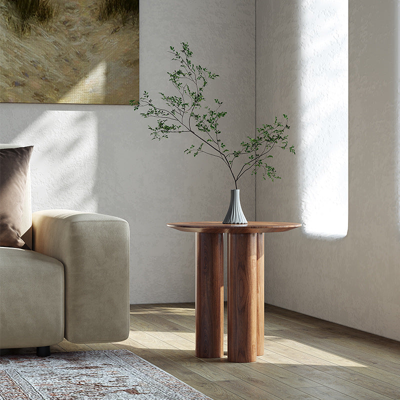Traditional Vintage Solid Wood Round Side Table For Living Room & Bedr ...