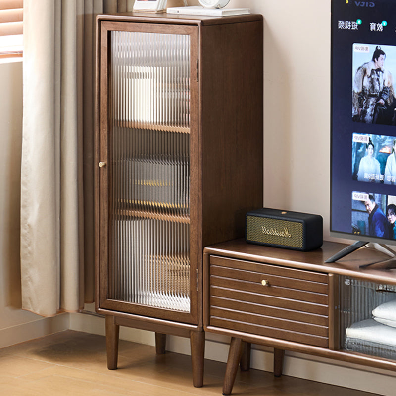 Traditional Rustic Rubberwood Paulownia Fluted Glass Rectangular Bedsi ...