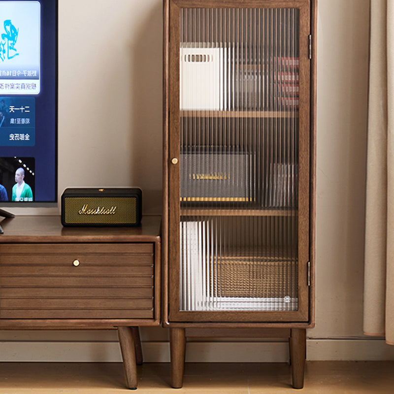 Traditional Rustic Rubberwood Paulownia Fluted Glass Rectangular Bedsi ...