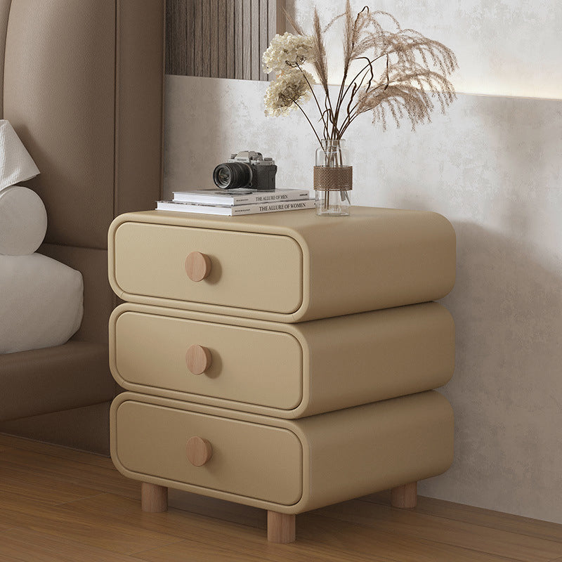Modern Minimalist Microfiber Leather Solid Wood Rounded Cylinder Recta ...