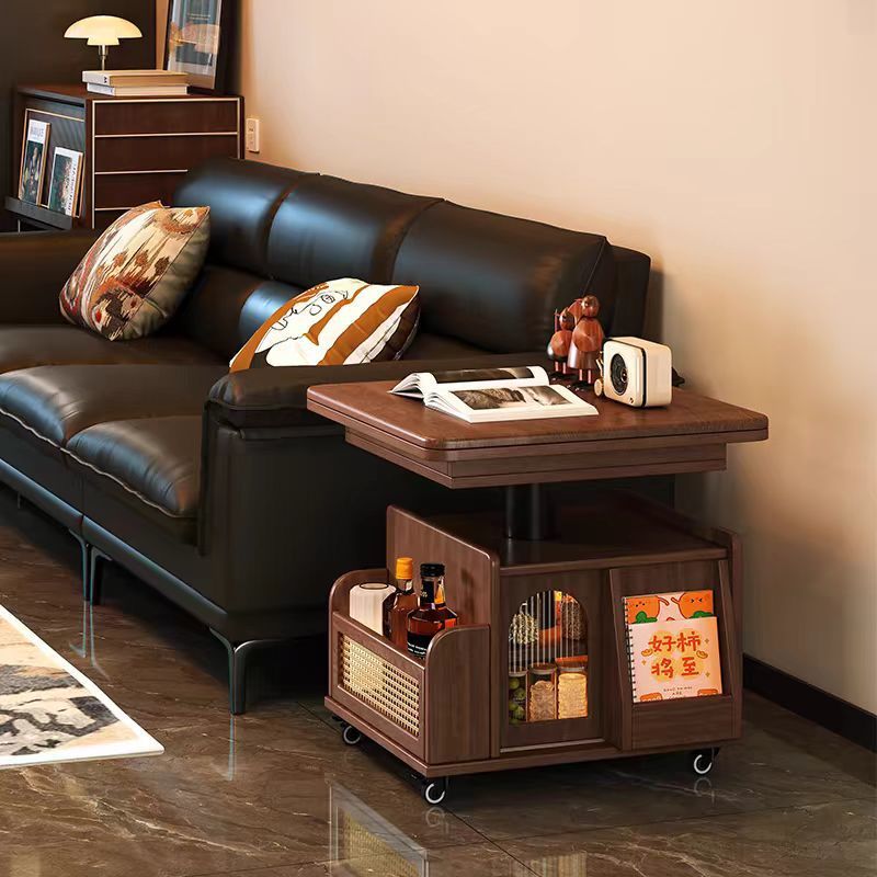 Traditional Vintage Solid Wood Glass Metal Rectangular Lift-Top Movabl ...