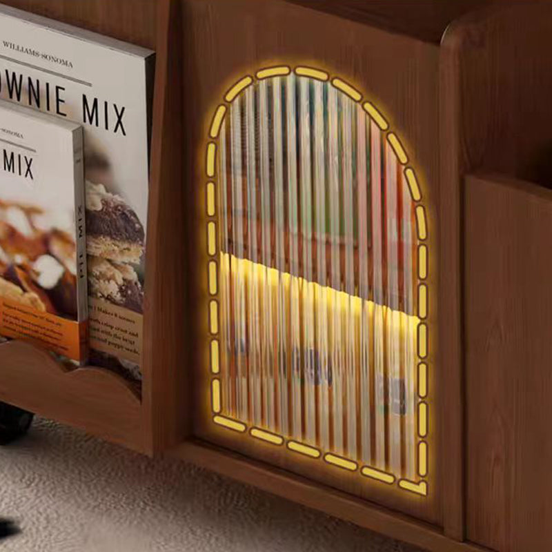 Traditional Vintage Solid Wood Glass Metal Rectangular Lift-Top Movabl ...